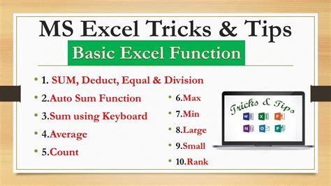 10 Most Important Excel Formula Sum Average Count Max Min Large Small Rank Youtube