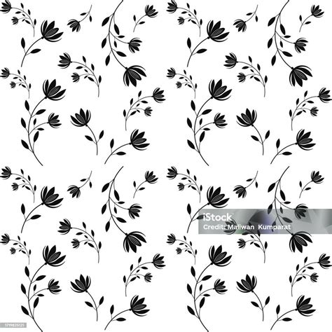Small Cute Black Flower Pattern On White Background Stock Illustration