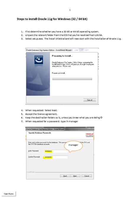 Steps To Install Oracle 11g For Windows Unpack The Relevant Folder From The CD That Youve