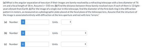 solved a what is the angular separation of two stars if