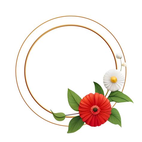 Flowery Simple Round Border Frame Isolated Transparent PNG