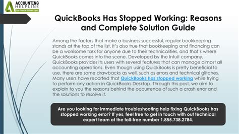 Quickbooks Has Stopped Working Reasons And Solutions