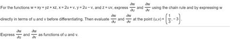 solved дw for the functions w xy y2 xz x 2u v y