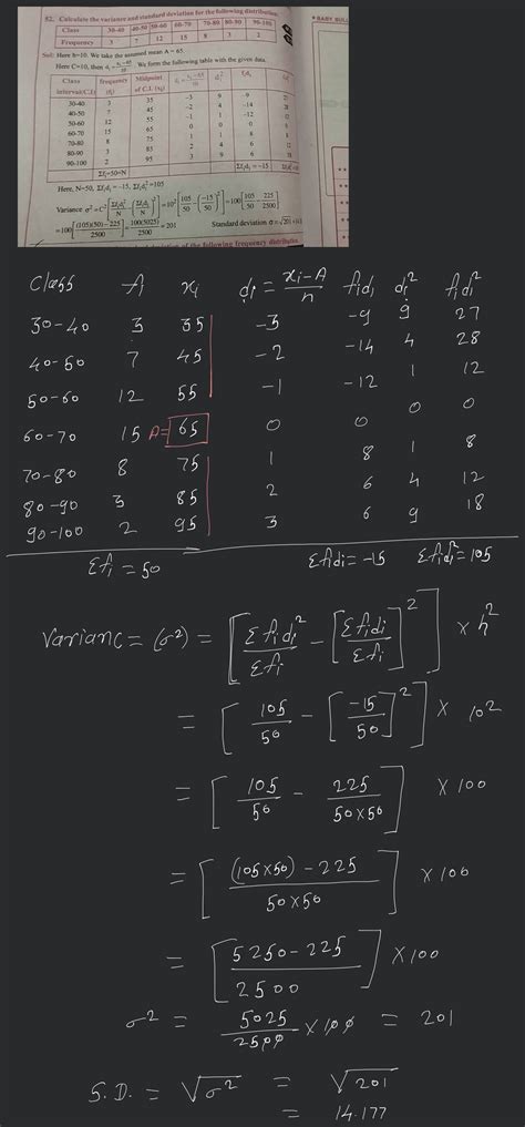 52 Calculate The Variance And Standard Deviation For The Following Distr