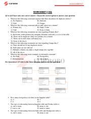 SQL WORKSHEET Pdf ASSIGNMENT WORKSHEET SQL Q To Q Have Only One Correct Answer Choose