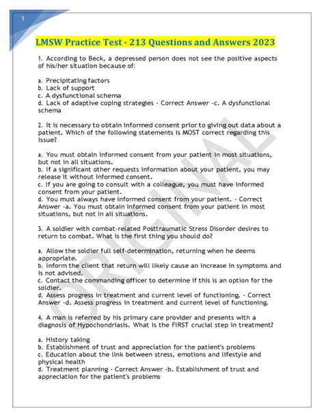 lmsw practice test 213 questions and answers 2023 exams nursing