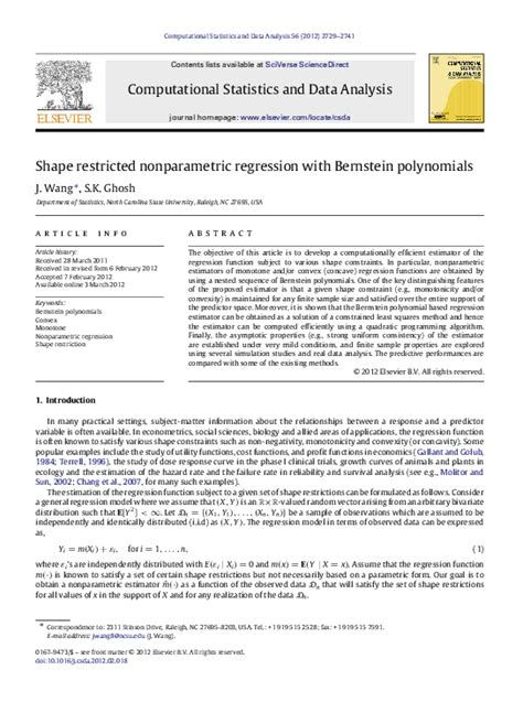 Pdf Shape Restricted Nonparametric Regression With Bernstein Polynomials