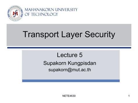 Lecture 5 Transport Layer Security