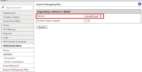 Collecting Debug Logs In Interscan Messaging Security Virtual Appliance