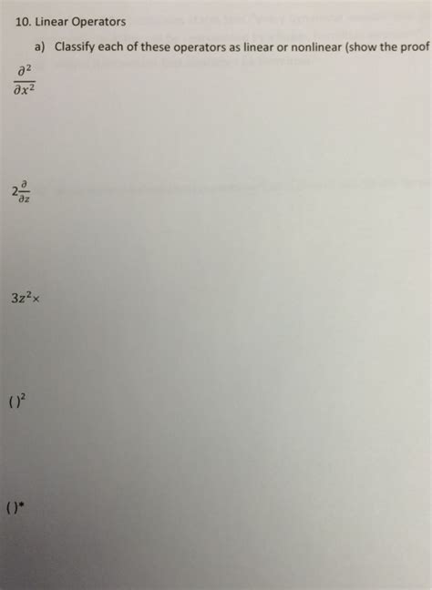 solved linear operators classify each of these operators as