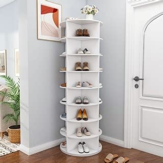 Rotating Shoe Rack Tower 8 Tier Spinning Storage Rack Free Standing