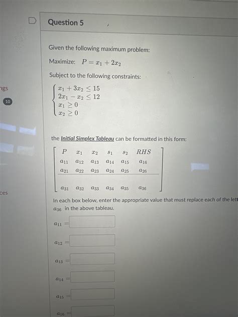 Given The Following Maximum Problem Maximize Chegg