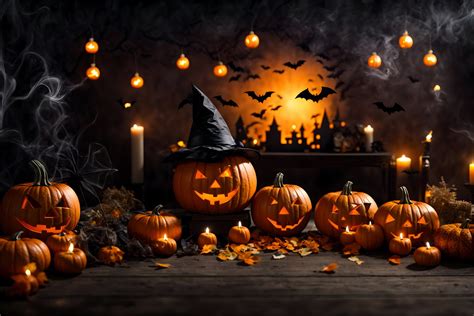 Halloween Witch Pumpkins And Candlelight Magic Backdrop Brp8 210