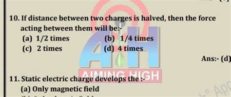 Ans D 11 Static Electric Charge Develops The Filo