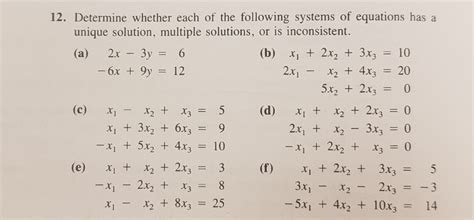 solved 12 determine whether each of the following systems