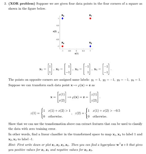 Solved XOR Problem Suppose We Are Given Four Data Chegg Com