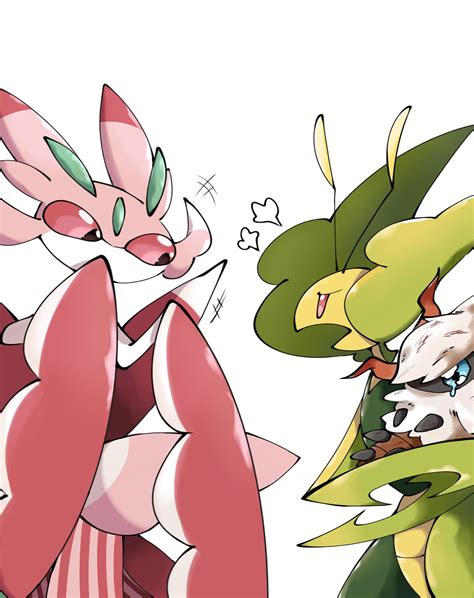 Cracky 002 Larvesta Leavanny Lurantis Nintendo Pokemon Highres 2girls Annoyed Antennae