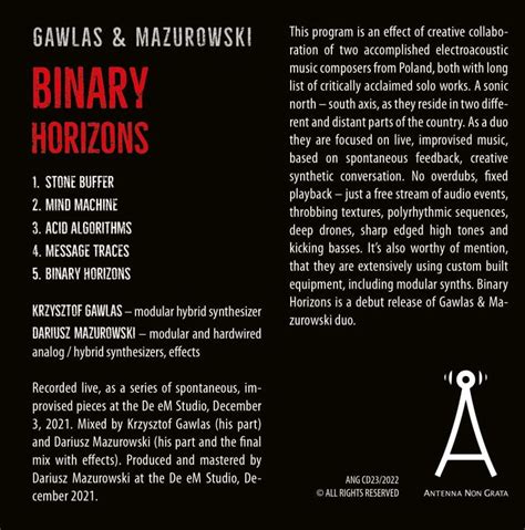 Krzysztof Gawlas Dariusz Mazurowski Binary Horizons Antenna Non Grata