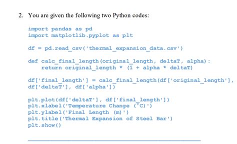 Solved 2 You Are Given The Following Two Python Codes Chegg Com