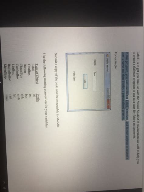 Solved Lab 1 Is To Get You Familiar With The Visual