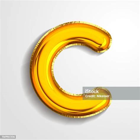 골드 금속 헬륨 알파벳 풍선 호일 문자 C 현실적인 3d 렌더링 공기 풍선 황금 풍선 알파벳 벡터 그림의 컬렉션입니다 3차원 형태에 대한 스톡 벡터 아트 및 기타 이미지