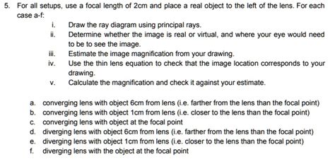 For All Setups Use Focal Length Of Zcm And Place Real Object To The