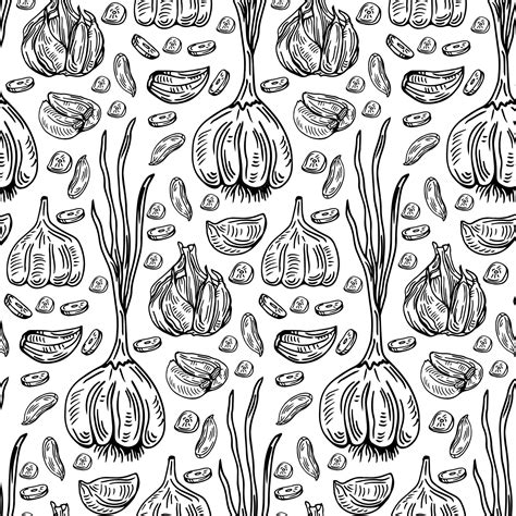 Premium Vector Garlic Pattern Wallpaper Seamless Pattern Garlic