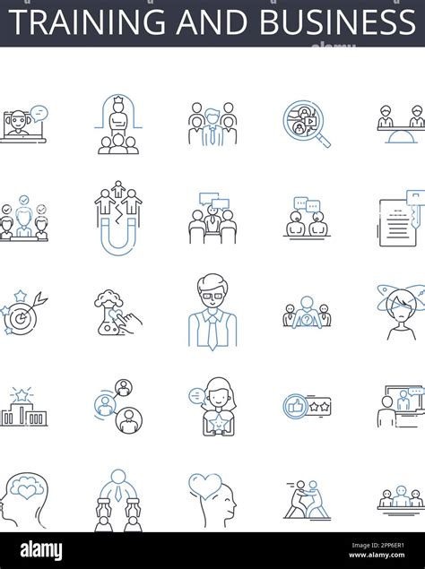 Training And Business Line Icons Collection Learning And Commerce