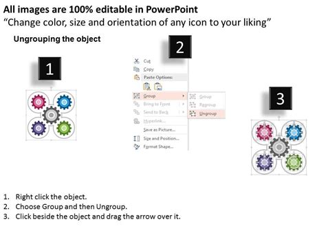 Five Colorful Gears For Process Control Powerpoint Template