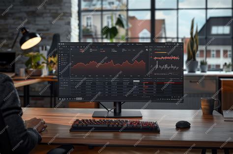Premium Photo Big Widescreen Monitor With Charts And Management