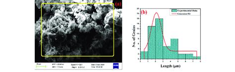 A Sem Micrographs B Histogram Of Sem Image Of Cofe 2 O 4 At 500