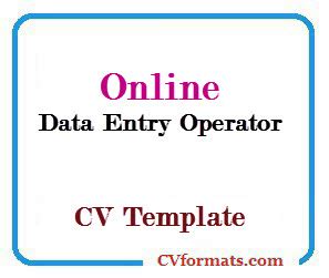 Online Data Entry Operator CV Formats CV Formats