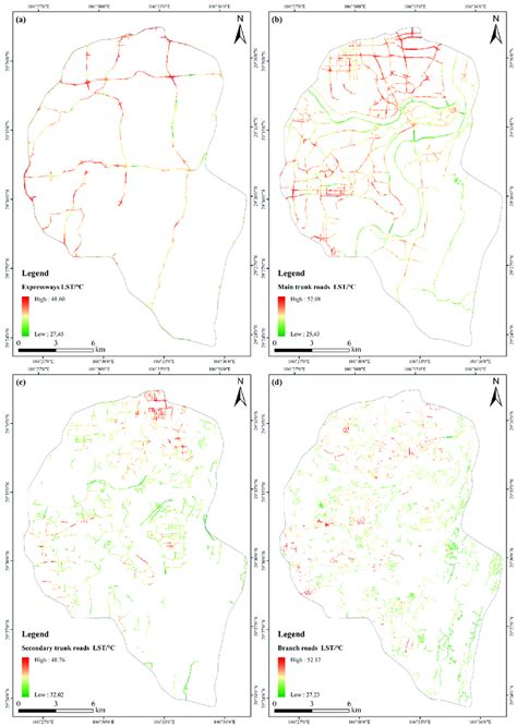 spatial distribution map of streets lst of different types a