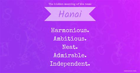 The hidden meaning of the name Hanai | Namious