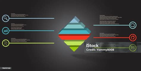 3d 일러스트 인포그래픽 템플릿 엠보싱 된 마옴은 수평으로 6 가지 색상으로 나뉩니다 개체가 회색 검은색 배경에 있습니다