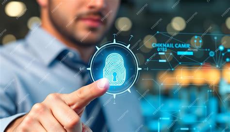 Businessman Using Fingerprint Scanning Unlock And Access To Business