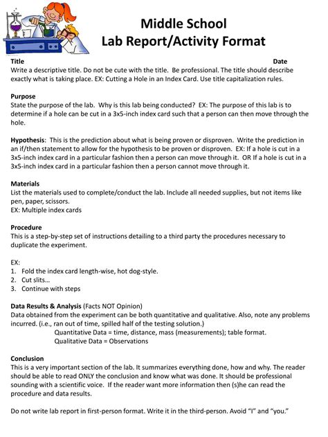 Middle School Lab Report Format