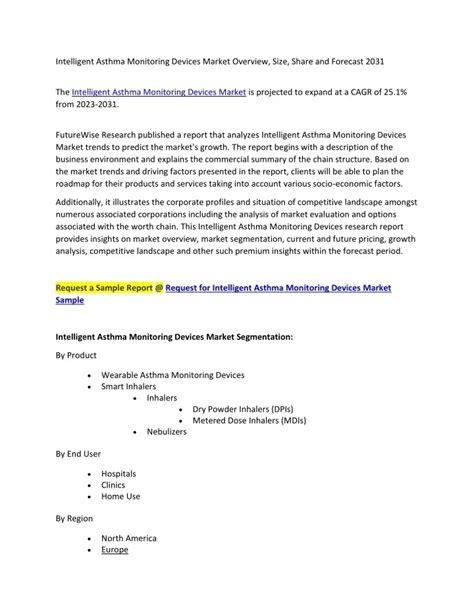 Ppt Intelligent Asthma Monitoring Devices Market Powerpoint