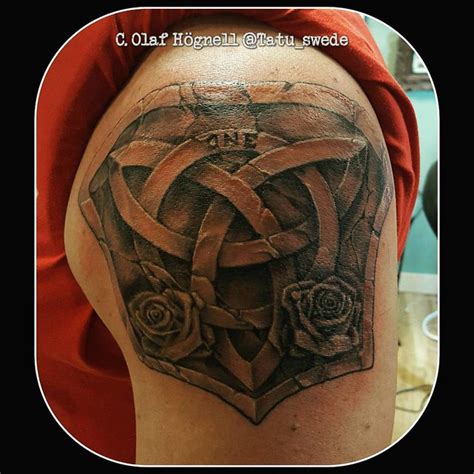 Celtic Cross With Rose Tattoo