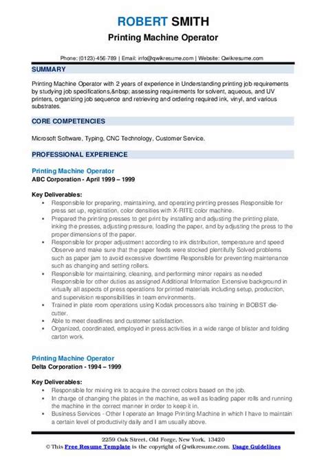 10 Printing Machine Operator Resume Samples And Templates For 2025