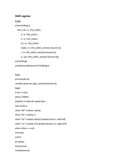Shift Register Code Pdf