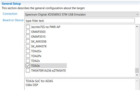 CCS TDA3XEVM TDA3x Board No Option For STM XDS560V2 To Select For Target Connection In CCSV8