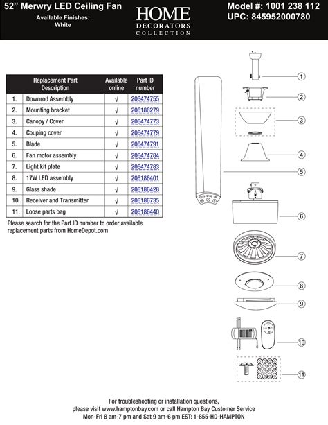 Merwry 52 In Led Indoor White Ceiling Fan Manual Shelly Lighting