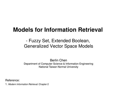 Ppt Models For Information Retrieval Fuzzy Set Extended Boolean