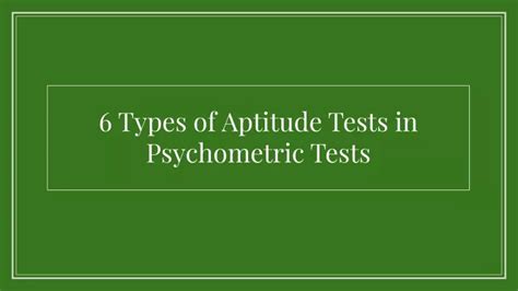 PPT TYPES OF APTITUDE TESTS IN PSYCHOMETRIC TESTS PowerPoint Presentation ID