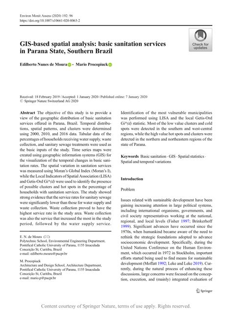 gis based spatial analysis basic sanitation services in parana state