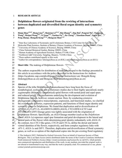 PDF Delphinieae Flowers Originated From The Rewiring Of Interactions Between Duplicated And