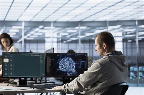 Server Room Employee Building Large Language Model Ai Program Stock Image Image Of Innovation