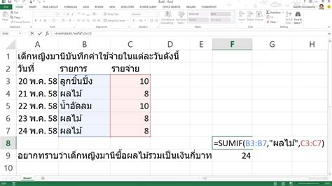 การใช้สูตร Sumif ใน Excel Thailand Mrst In Education Facebook