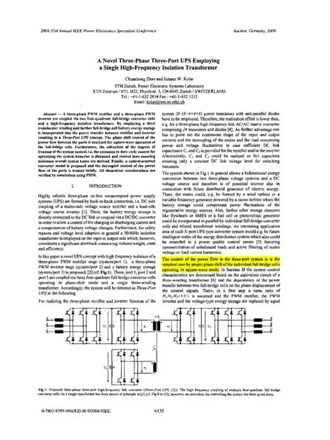 A Novel Three Phase Three Port Ups Employing A Single High Frequency Isolation Transformer Pdf